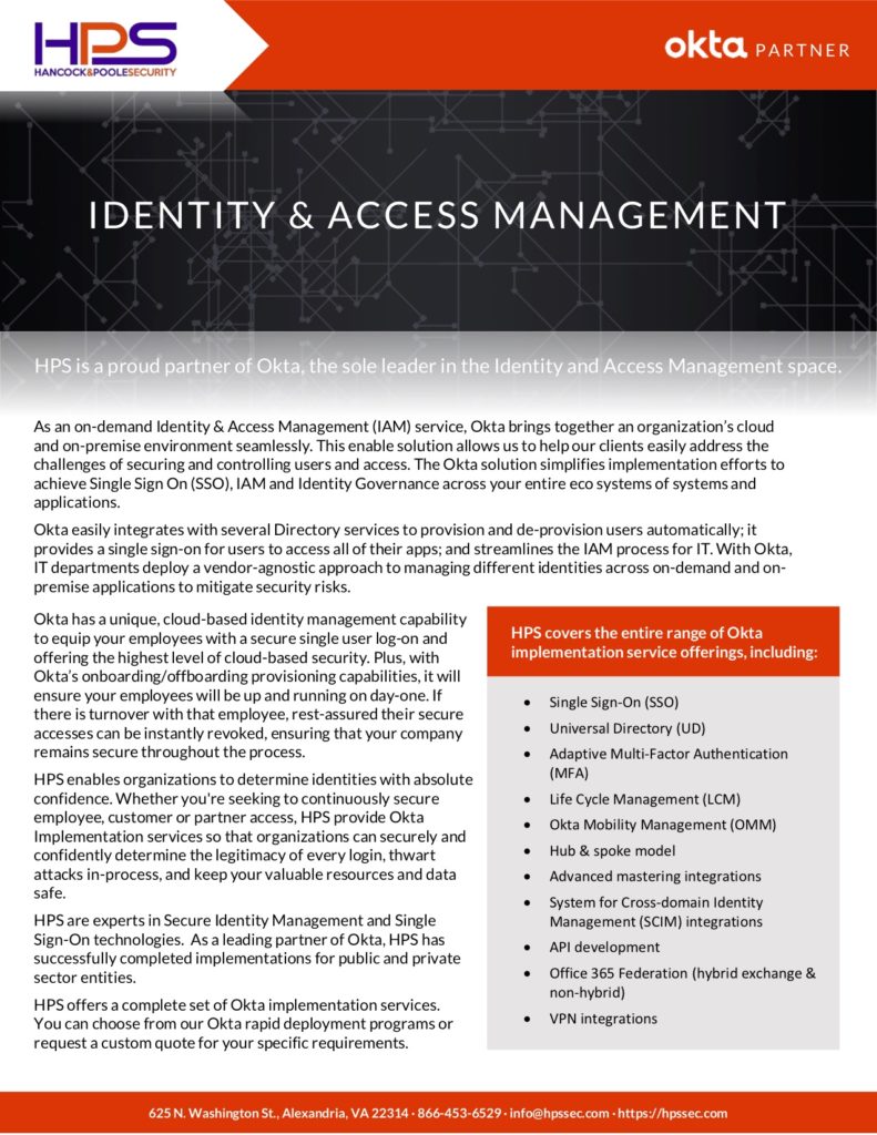 Identity Access Management - Managed Information Security Services - Hancock & Poole Security
