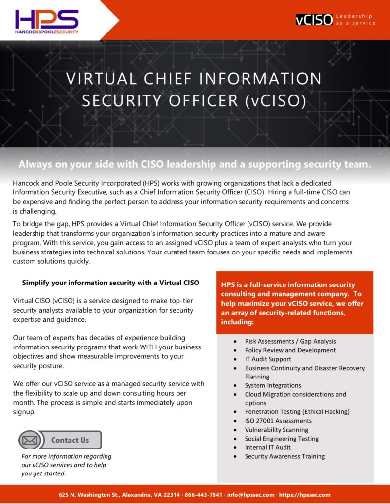 Virtual CISO (vCISO) - Managed Information Security Services - Hancock ...